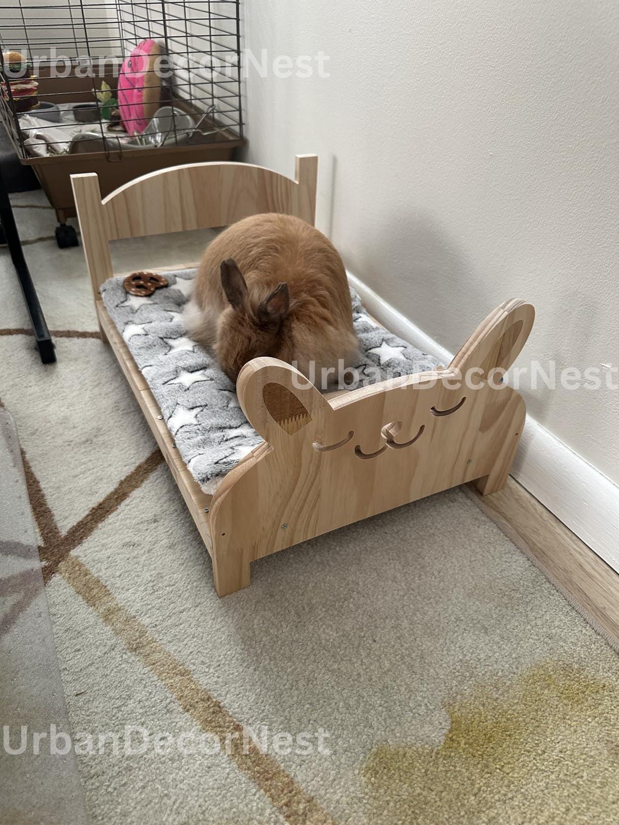 Wooden Rabbit Bed With Removable Cushion: Bunny House Furniture - Etsy