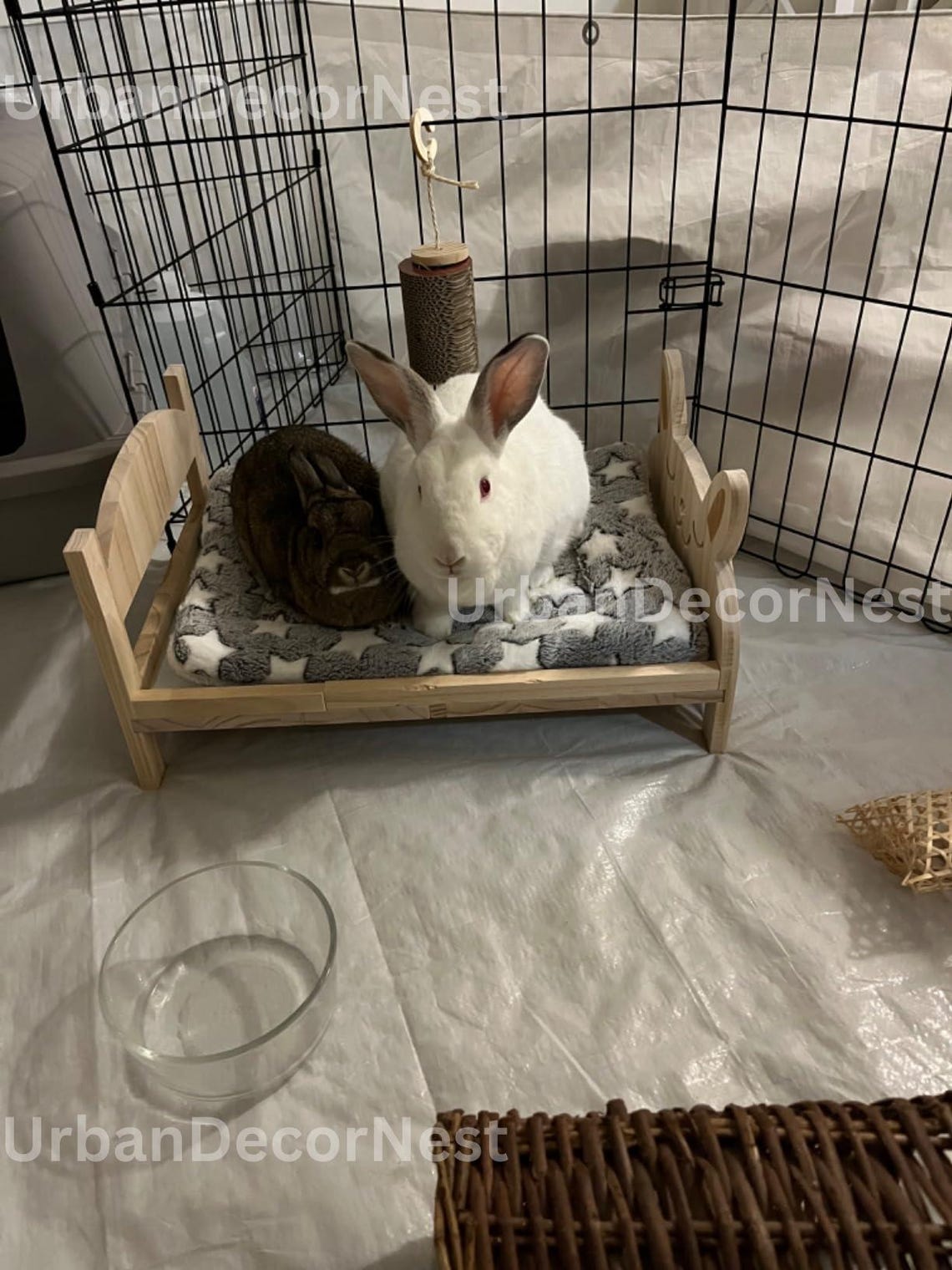 Wooden Rabbit Bed With Removable Cushion: Bunny House Furniture - Etsy