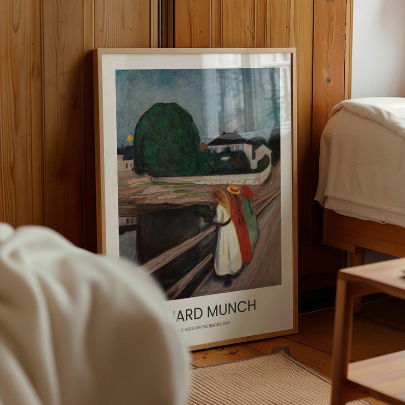 Edvard Munch - The Girls on the Bridge - Vintage Wall Art, Framed ...