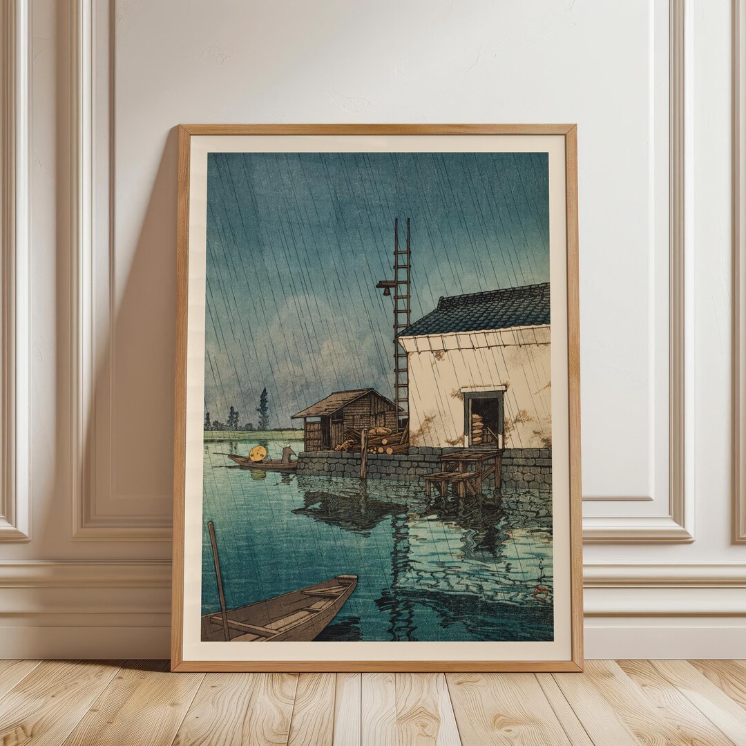 Hasui Kawase Japanese Art Print, Ushibori in Rain, Exhibition Poster ...