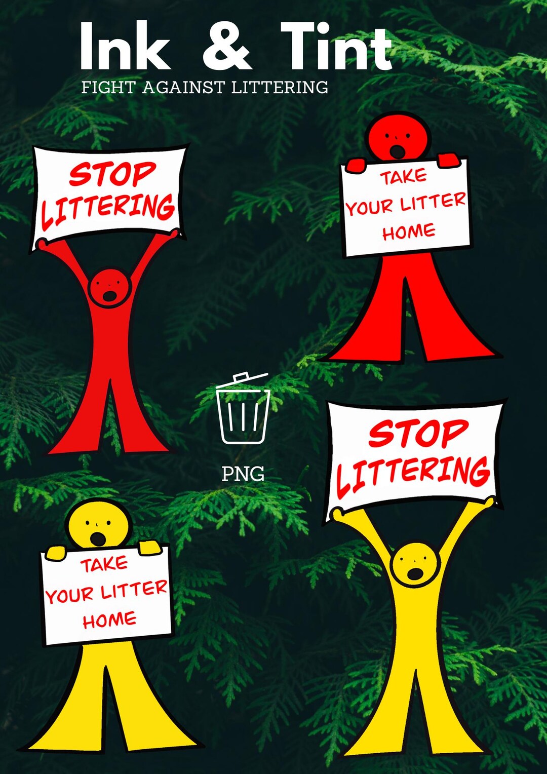 Stop Littering Clipart Illustrations * Fighting Against Littering * PNG ...