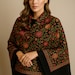Hand Embroidered Black Pashmina Shawl: Kashmiri Floral Wool Wrap - Etsy