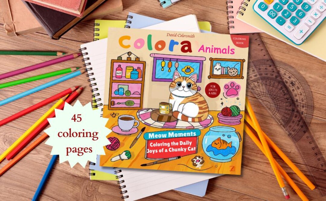 Colora Animals- Meow Moments: Coloring the Daily Joys of a Chunky Cat ...
