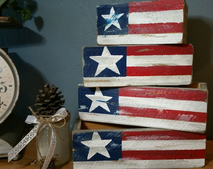 Rustic Wood Patriotic Flag Box - Hand Made Boxes - Flag - Fourth of ...