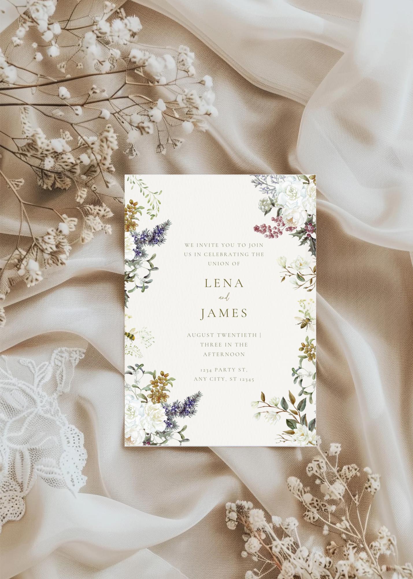 Editable Wedding Invitation Template | Printable Wedding Card | Floral ...