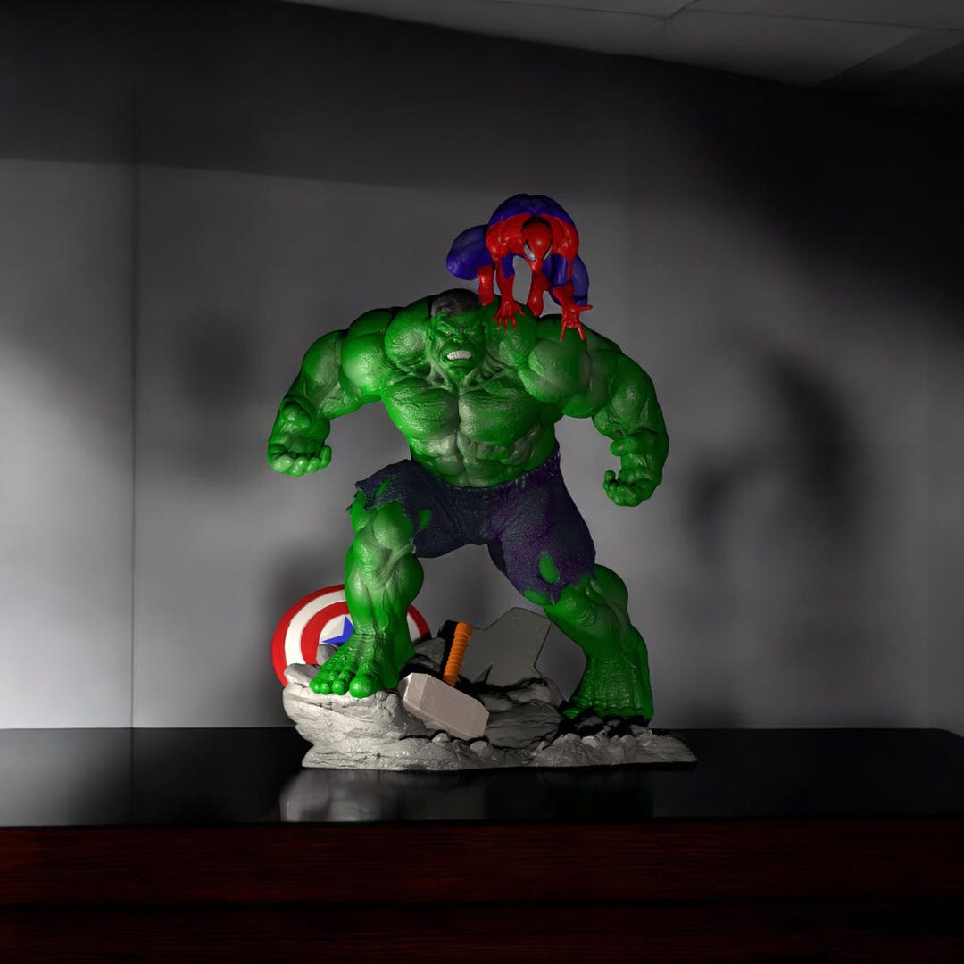 Hulk & Spider-man Figurine STL File | 3D Printable Hero Duo Statue ...