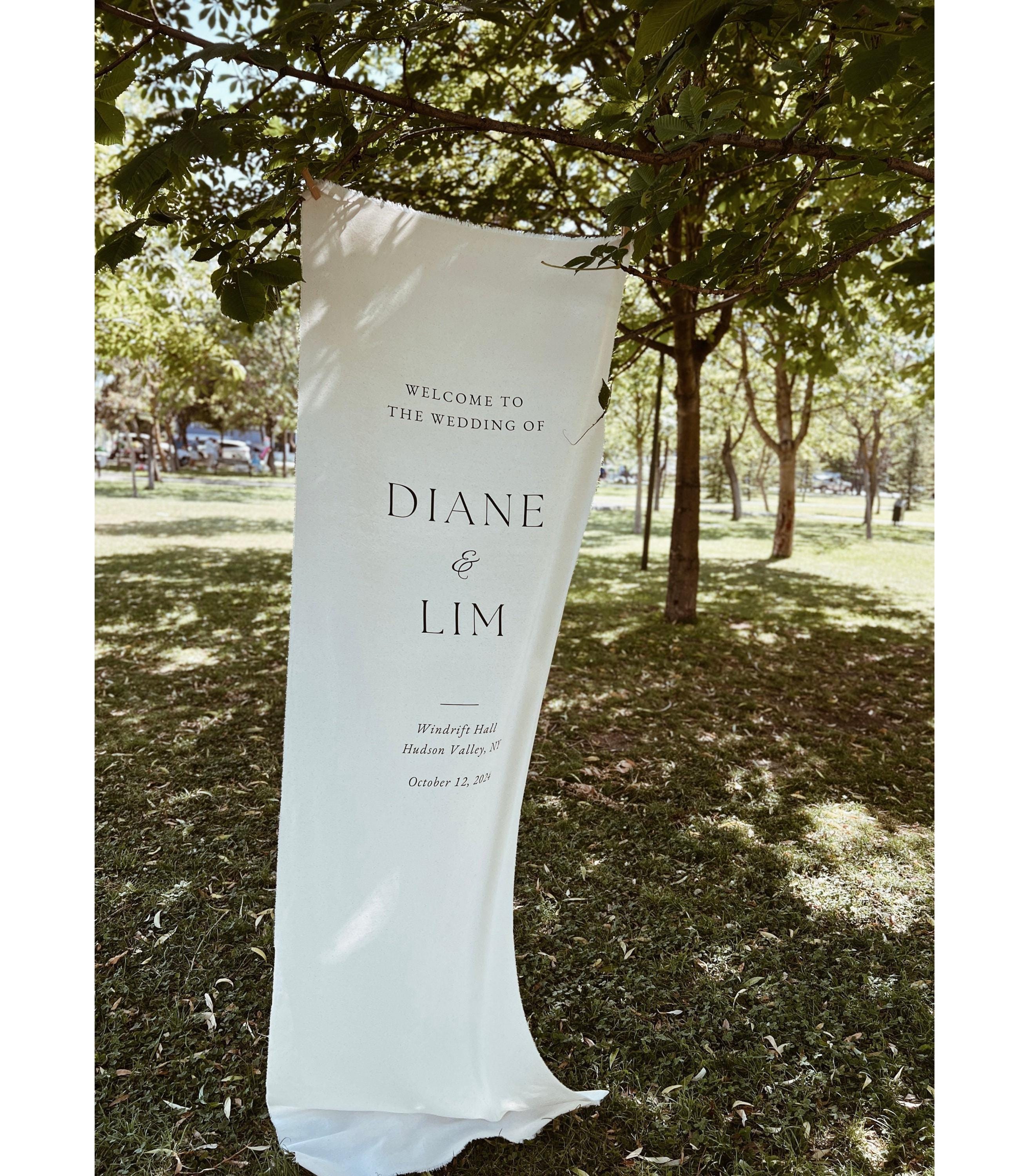 Wedding Fabric Welcome Sign, Fabric Sign, Custom Linen Wedding Signs ...