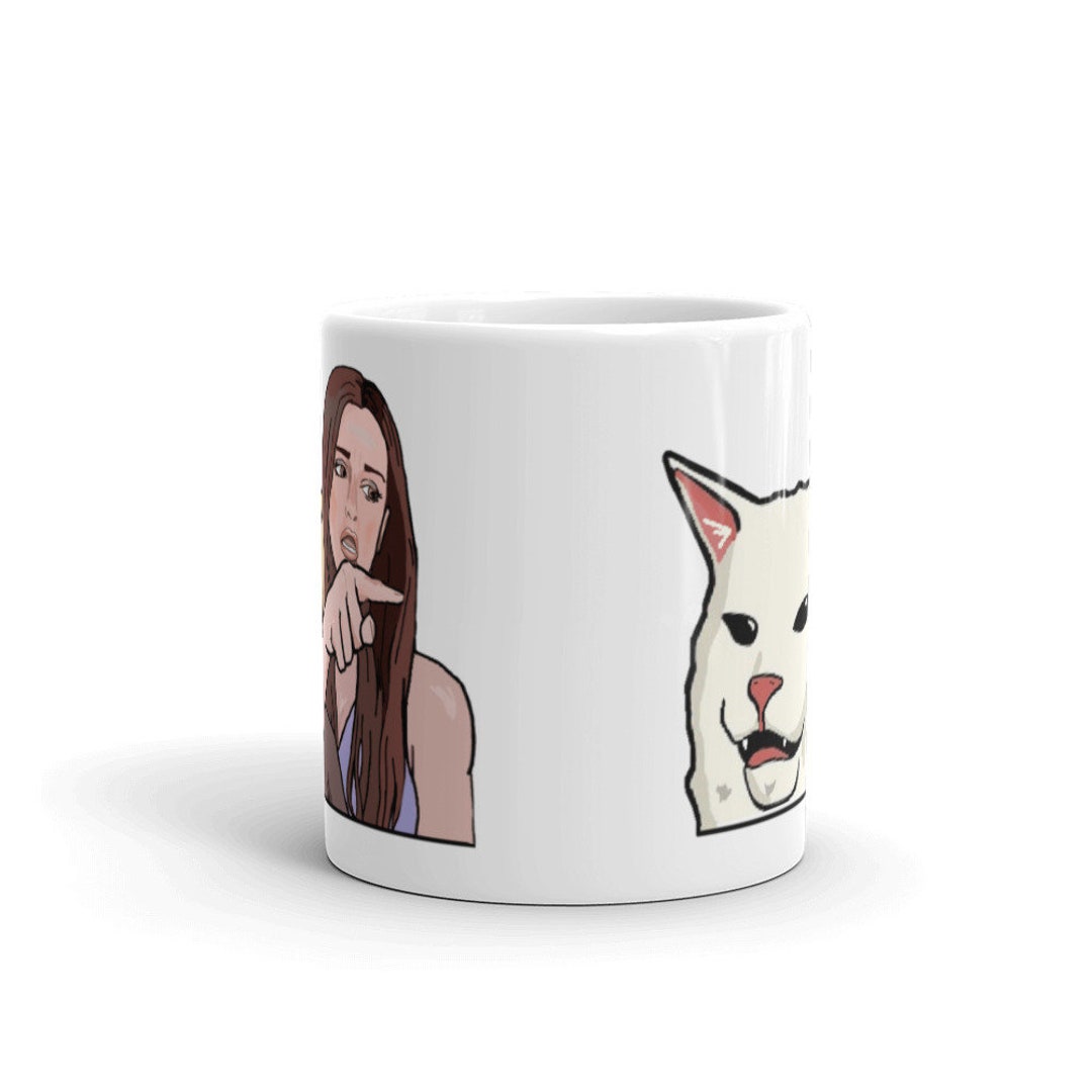 Confused Cat Smudge White Glossy Mug - Etsy