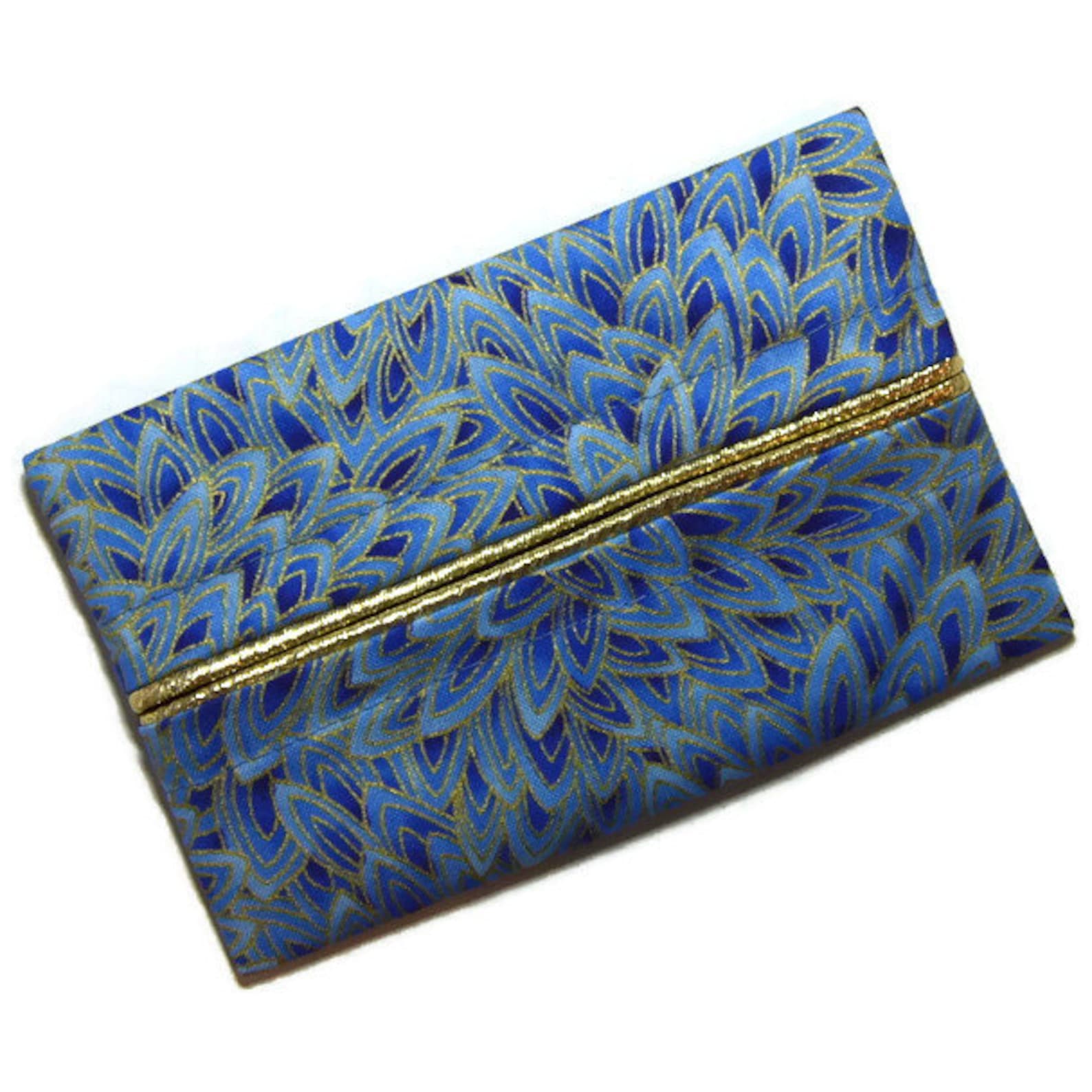 Wedding Travel Tissue Holder, Elegant Blue and Metallic Gold, Travel ...