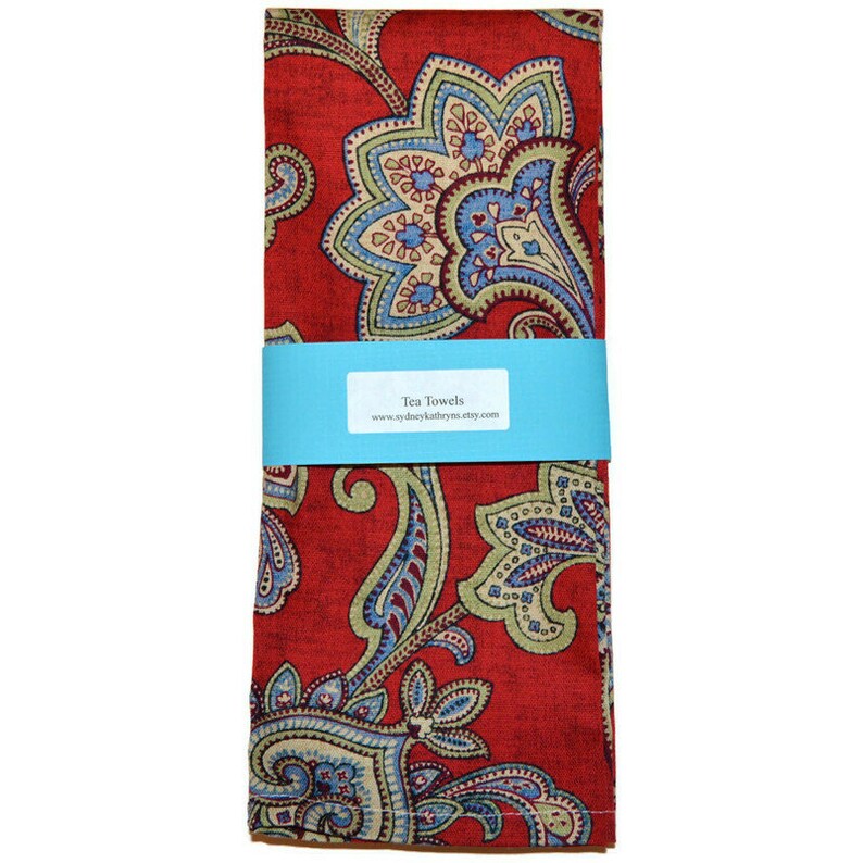 Tea Towels, Dish Towels, Burgundy, Rust, Tea Towels, Set of 2 ...