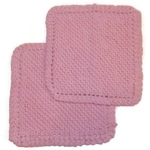 Hand Knit Dish Cloths, Baby Pink, Knitted Dishcloths, Knitted Dish ...