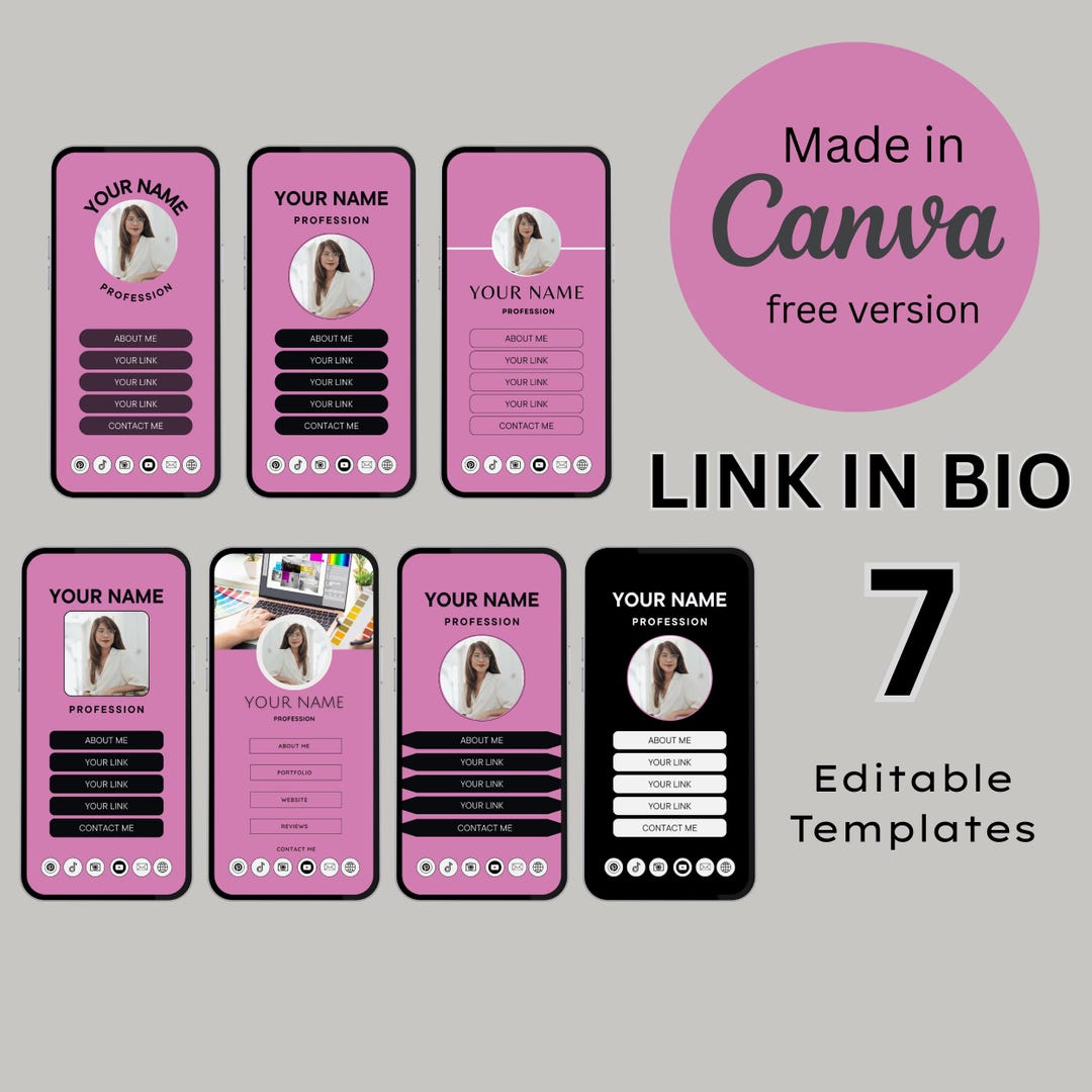 Link in Bio Editable Template Best for Instagram and Tiktok , Canva ...