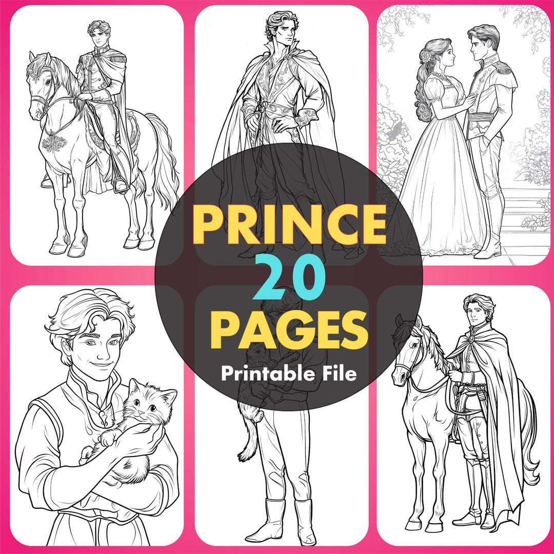 Prince Coloring Pages for Kids - 20 Pages | Royal Prince Colouring ...