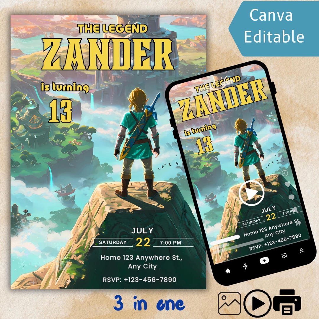 Zelda Birthday Invitation: Tears of the Kingdom Theme (digital Download ...