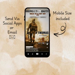 Army Birthday Invitation | Editable Canva War Theme Invite | Military ...