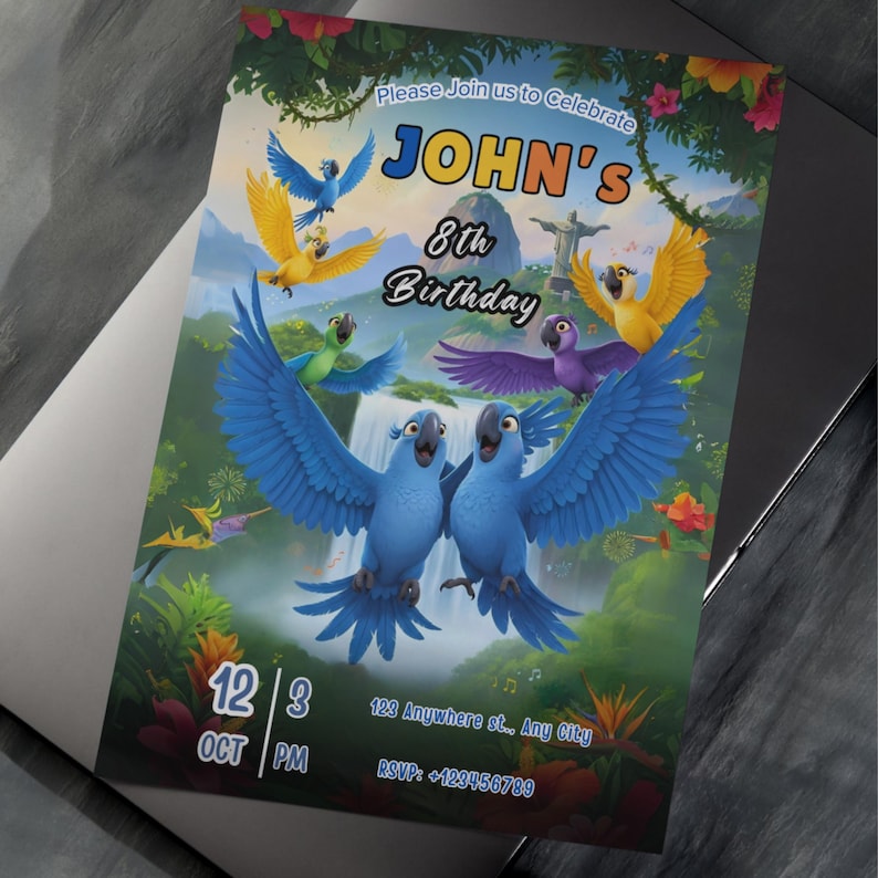 Rio 2 Birthday Invitation: Editable Canva Template, Printable & Video ...