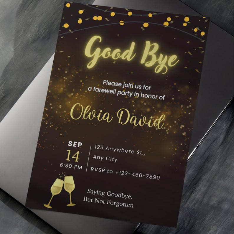 Elegant Farewell Party Invitation: Editable Canva Template (digital ...