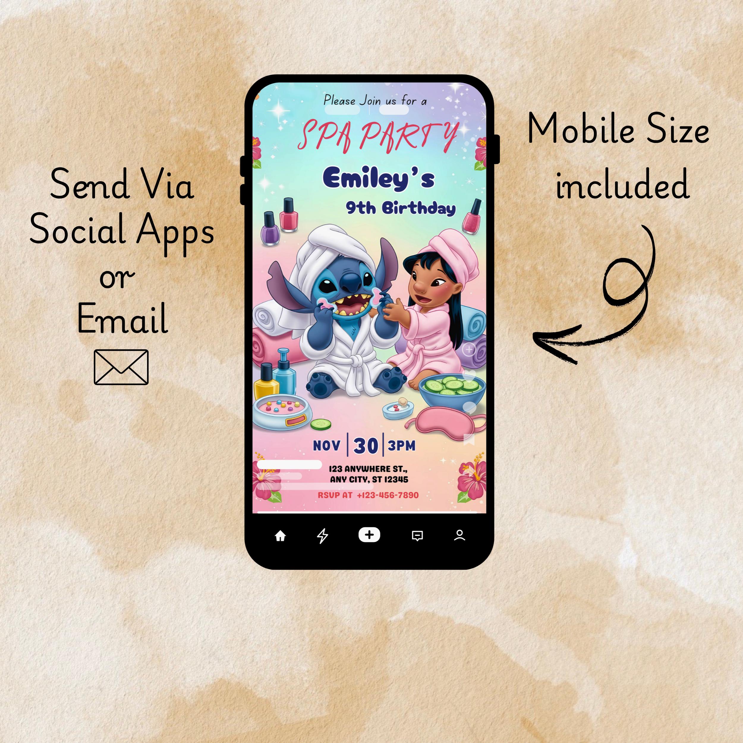 Lilo and Stitch Spa Party Invitation: Pastel Birthday (editable Canva ...
