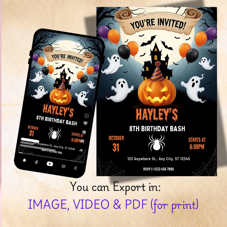 Halloween Birthday Party Invitation: Spooky Kids Theme (digital) - Etsy