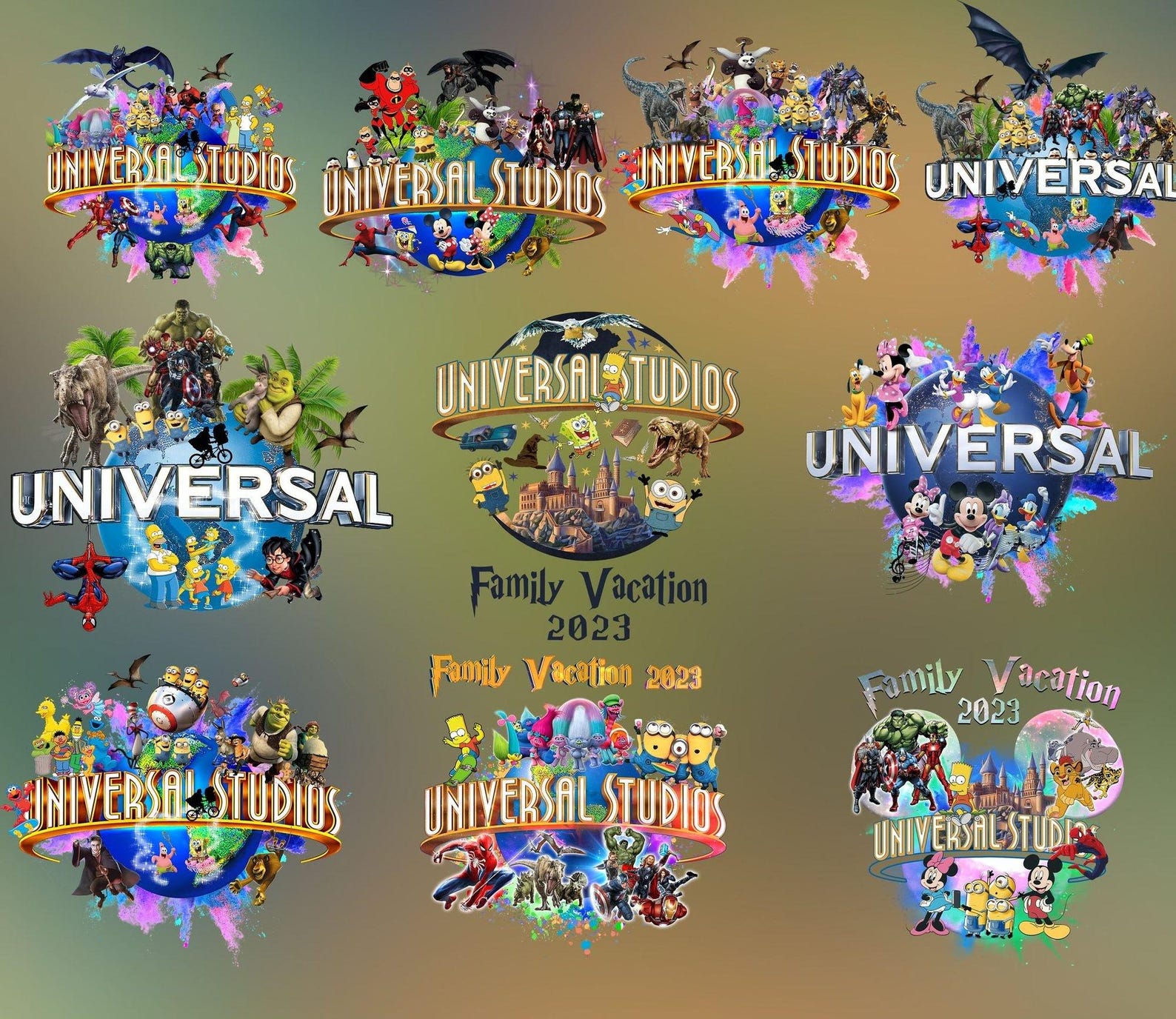 Universal Studios Clipart Bundle - Universal Trip - Family Vacation Png ...