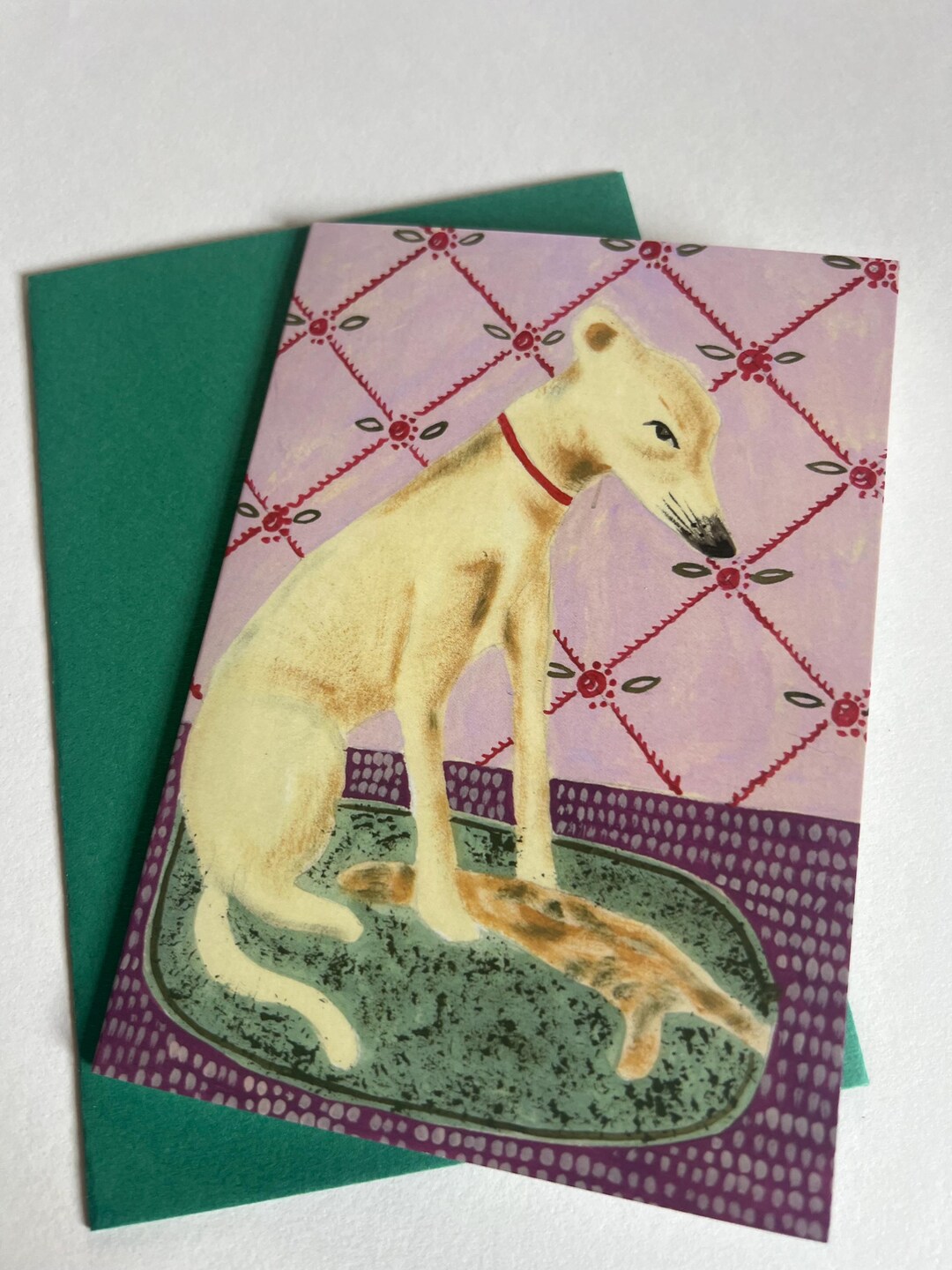 Staffordshire Greyhound Greeting Card – Folk Art Pottery Dog ...