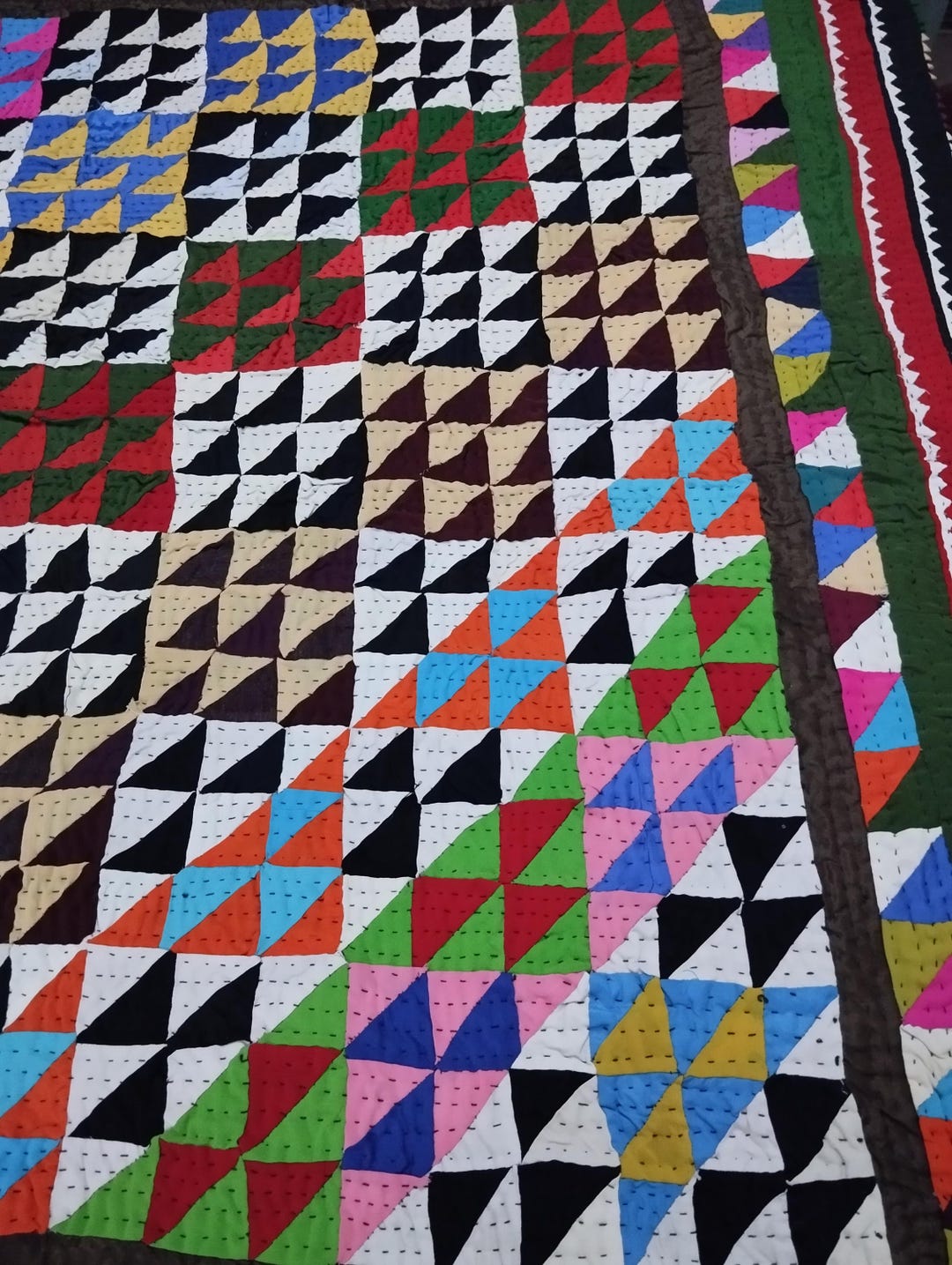 Handmade Sindhi Ralli Quilt, Upcycled Fabric, Ethnic Home Decor ...