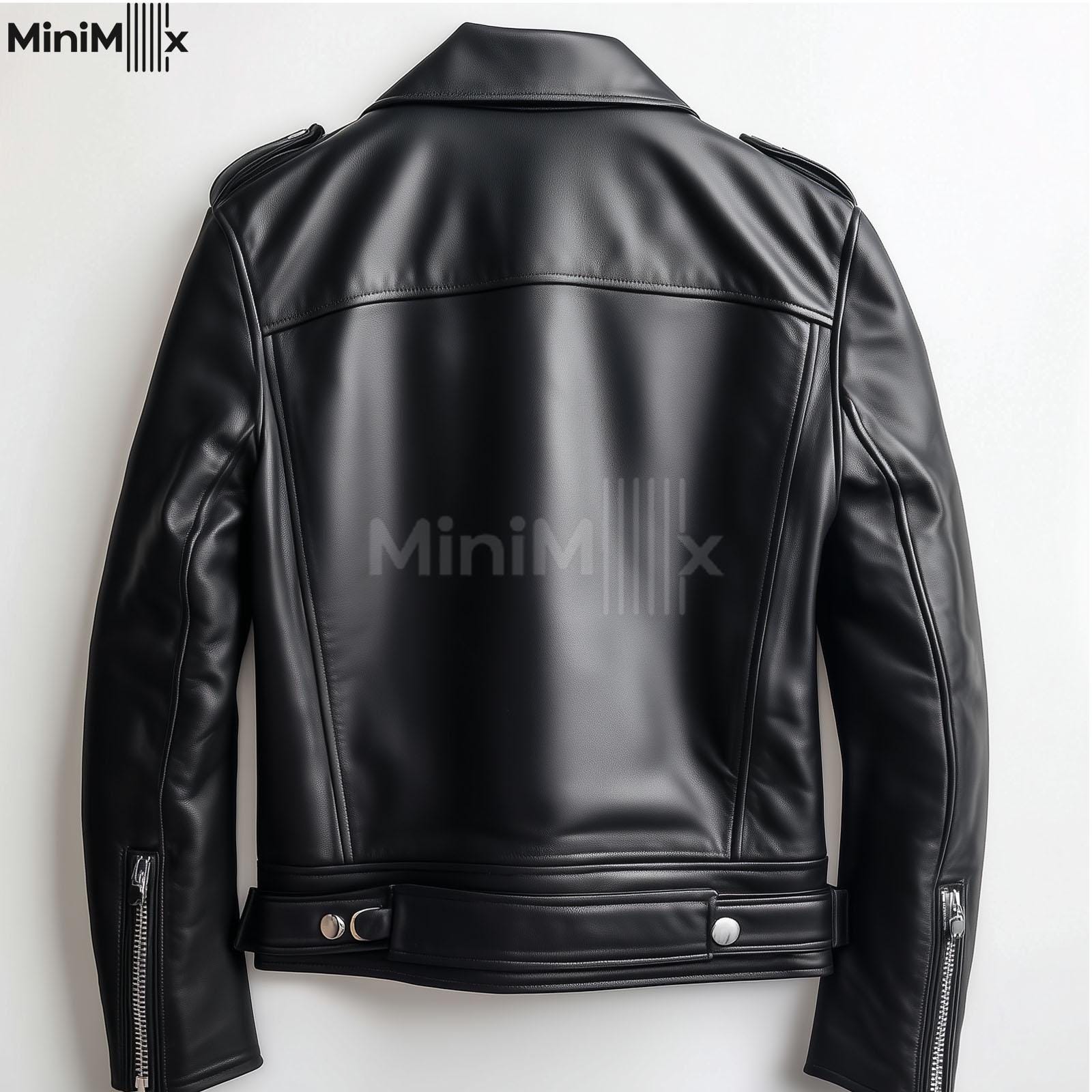 Men's Classic Black Leather Moto Jacket – Biker Style Genuine Look ...