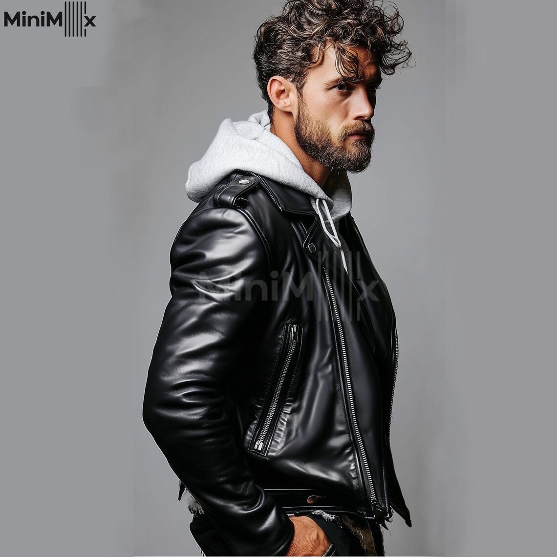 Men's Classic Black Leather Moto Jacket – Biker Style Genuine Look ...