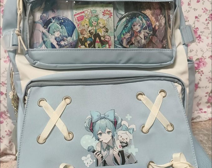 Large Hatsune Miku Plush ITA Backpack, Adjustable Strap Bag ...
