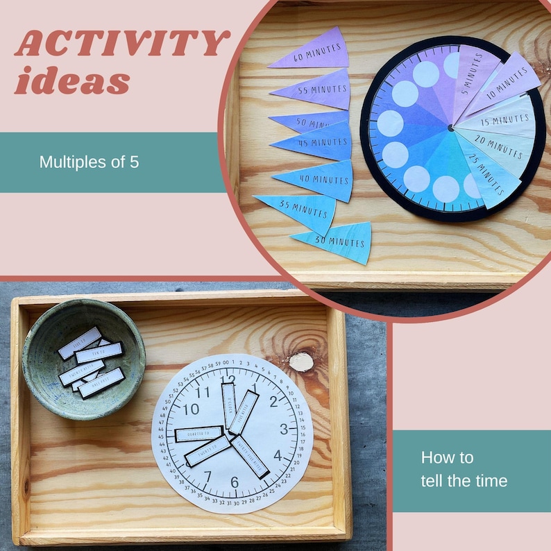 Montessori Telling Time Activity: Clock Worksheets, Digital & Analog ...