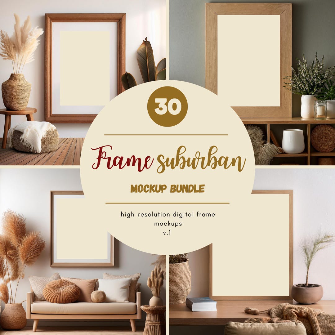 30x Suburban Frame Background Mockup Bundle, Add Your Own Products ...