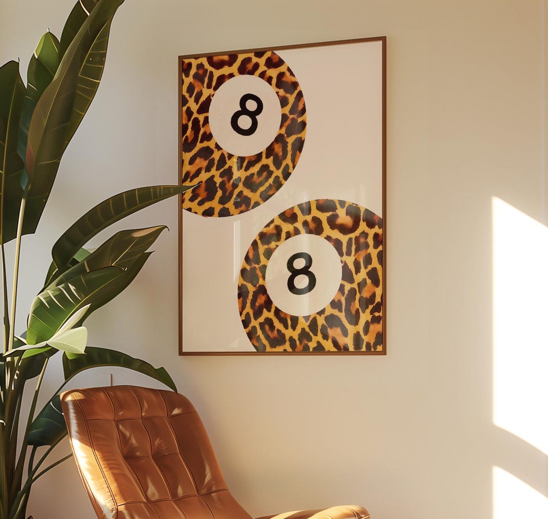 Leopard Print 8 Ball , 8 Ball Pool Digital Print, Printable Art ...