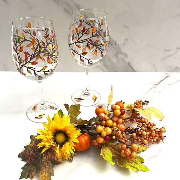 Autumn Wine Glass - Etsy