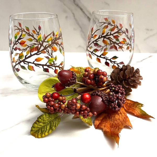 Fall Wine Glass - Etsy