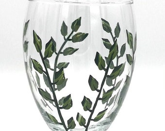 Water Goblet Water Glass Fall Leaves Hand Painted | Etsy