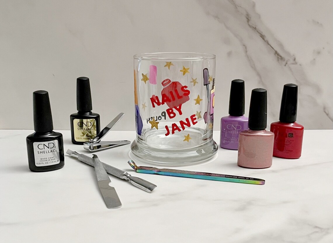 Personalized Nail Tech Tip Jar or Pencil Cup Hand Painted - Etsy