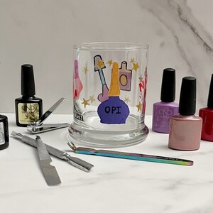 Personalized Nail Tech Tip Jar or Pencil Cup Hand Painted Glass - Etsy