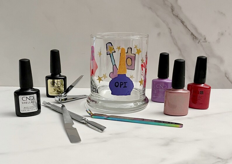 Personalized Nail Tech Tip Jar or Pencil Cup Hand Painted - Etsy