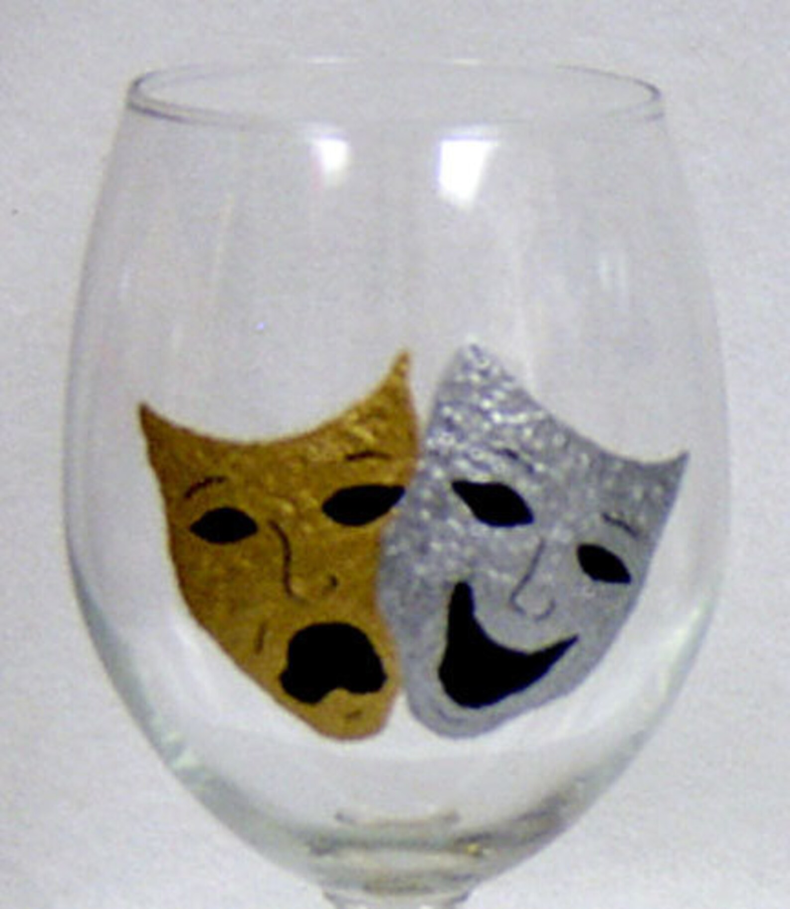 Wine Glass Drama and Comedy Theatre Mask Hand Painted | Etsy