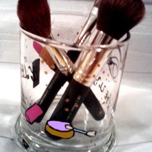 Personalized Makeup Brush Container Hand Painted Glass - Etsy