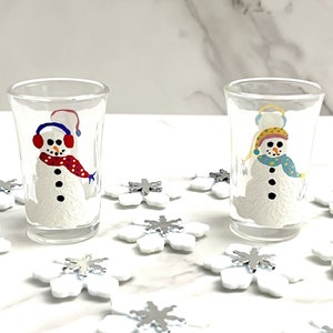 Snowmen Shot Glasses Hand Painted - Set of 4 - Etsy