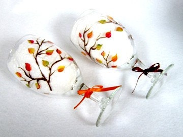 Water Goblet Water Glass Fall Leaves Hand Painted | Etsy