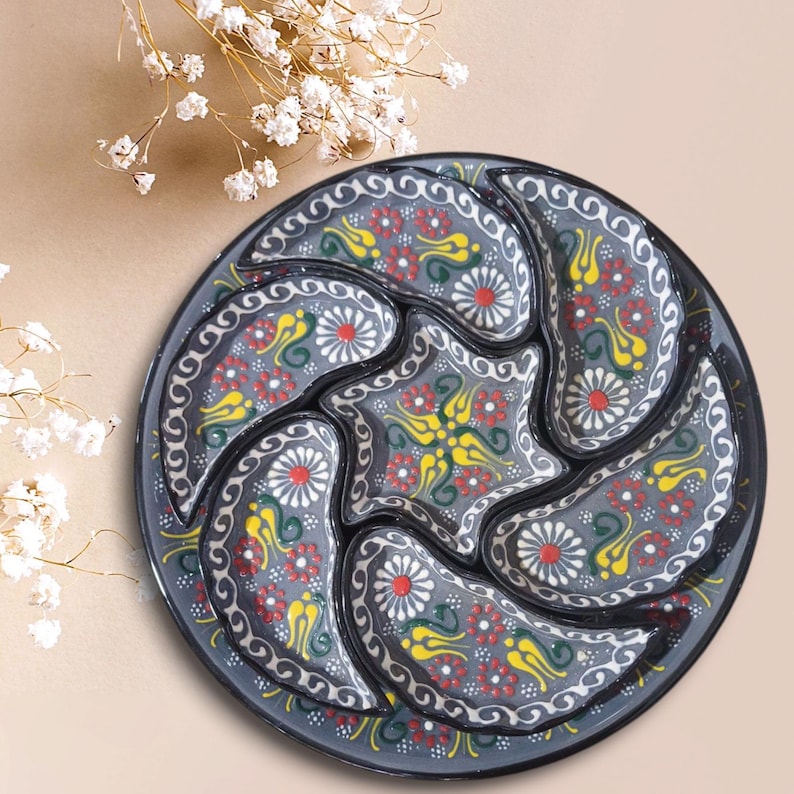 Handmade Turkish Ceramic Plate Tray Set | Tapas Appetizer Breakfast ...