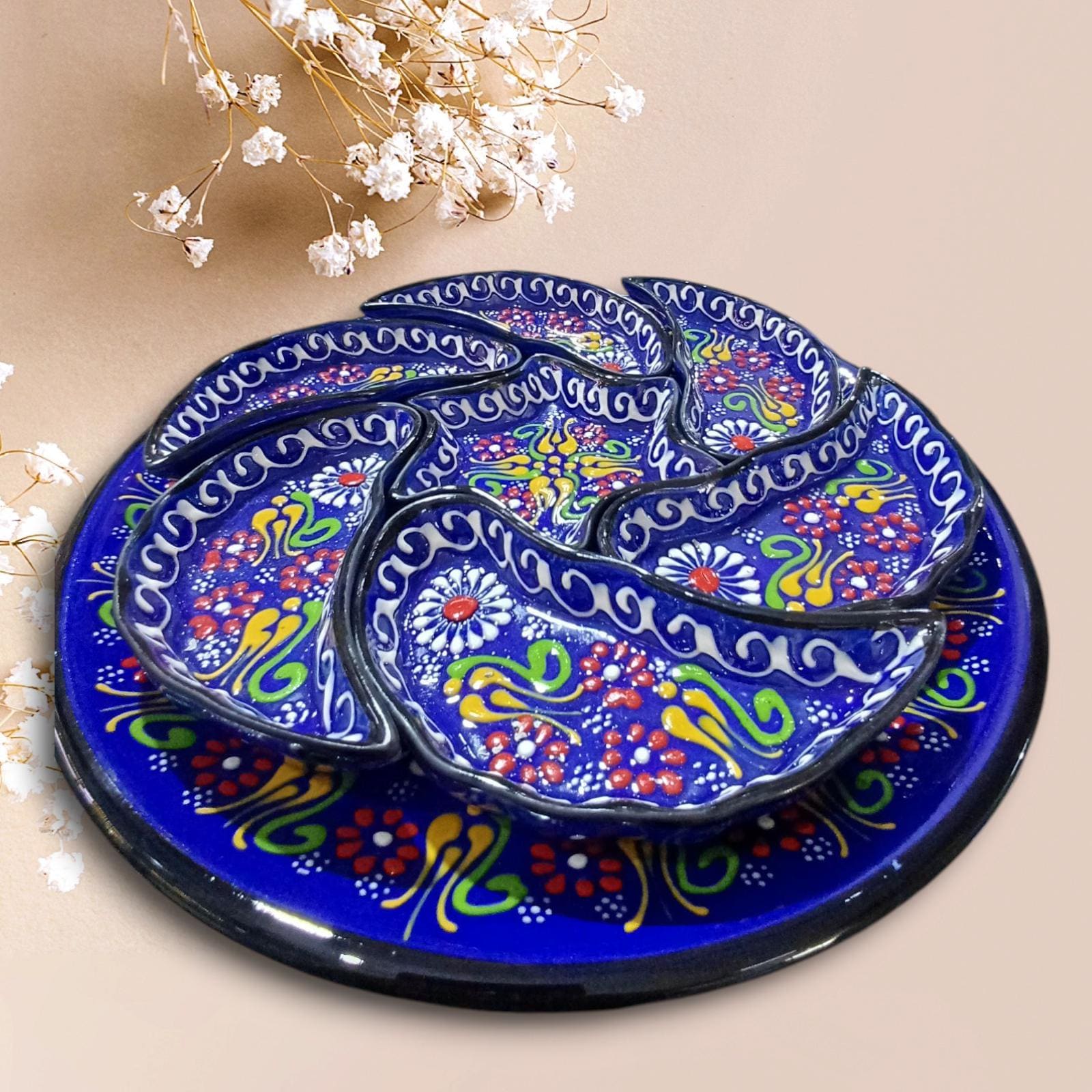 Handmade Turkish Ceramic Plate Tray Set | Tapas Appetizer Breakfast ...