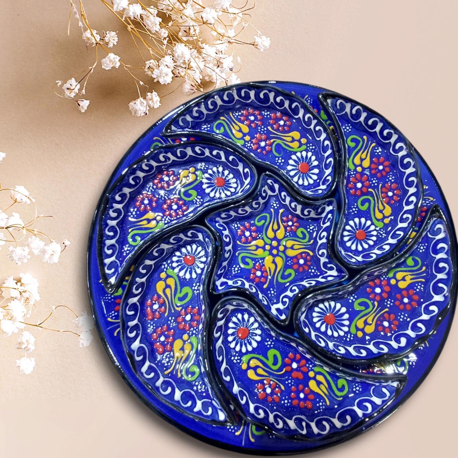 Handmade Turkish Ceramic Plate Tray Set | Tapas Appetizer Breakfast ...