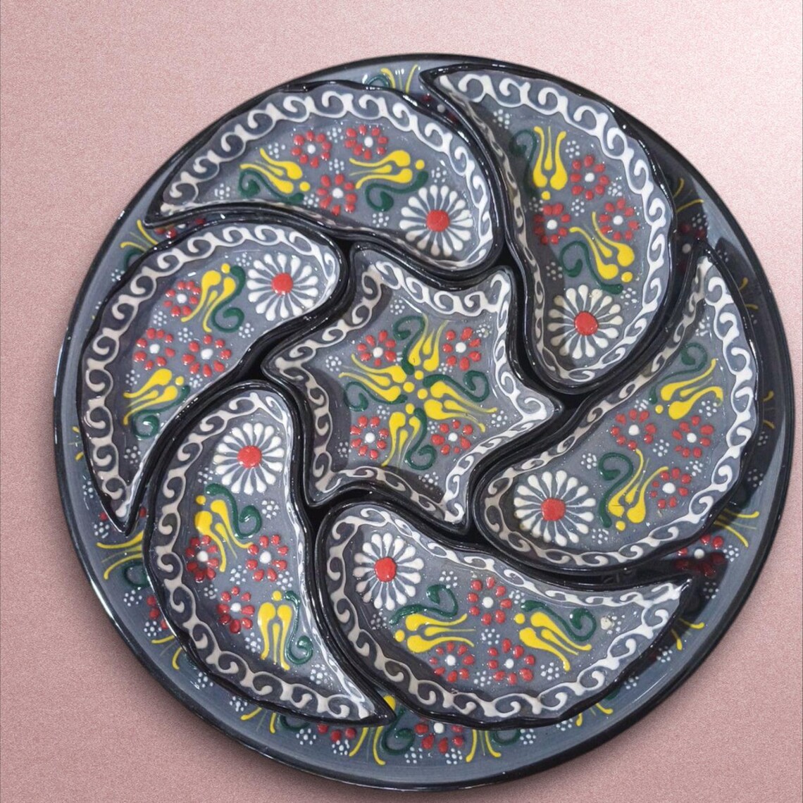 Handmade Turkish Ceramic Plate Tray Set | Tapas Appetizer Breakfast ...