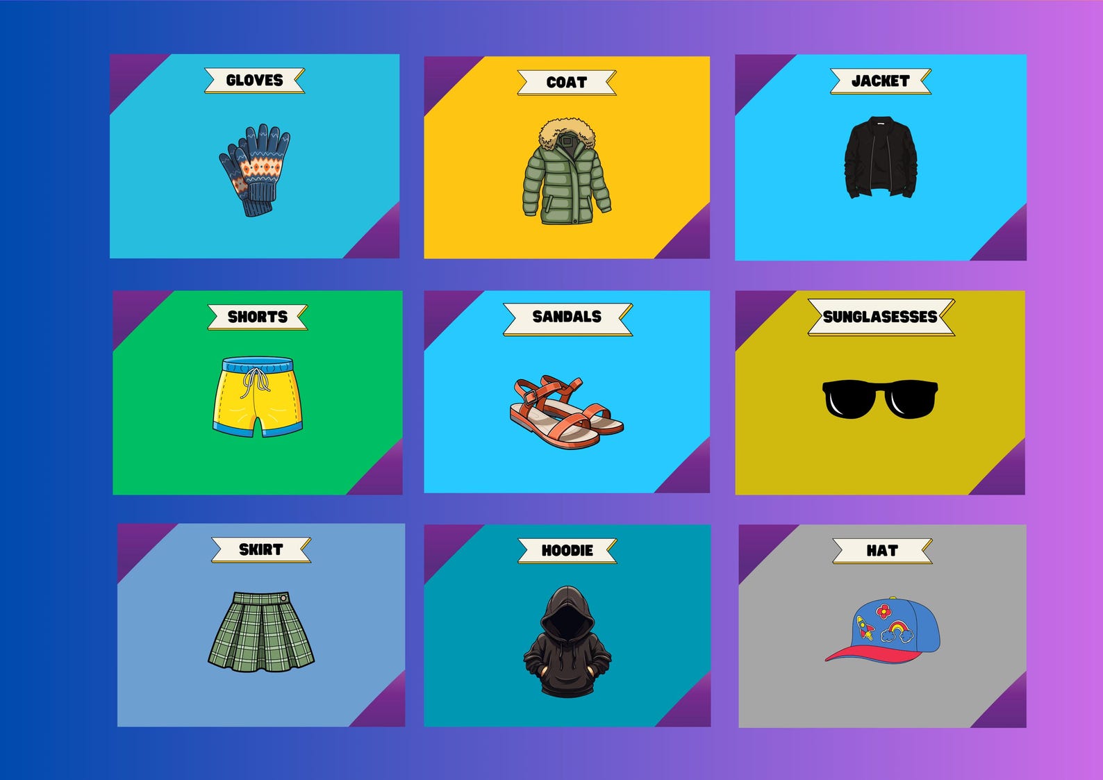 34 Clothes Flashcards for Kids: English Learning Cards (PDF Printable ...