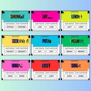 105 Irregular Verbs Flashcards - English Grammar Learning - ESL Teacher ...