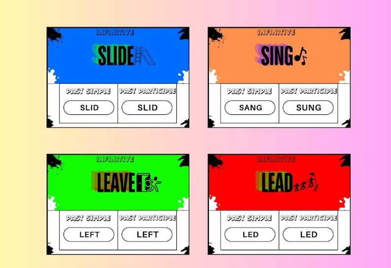105 Irregular Verbs Flashcards - English Grammar Learning - ESL Teacher ...