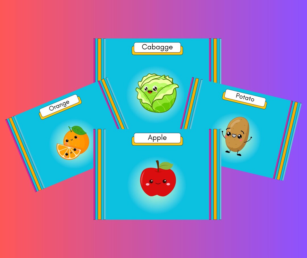 Fruits & Vegetables Flashcards: Kids Learning Cards (PDF) - Etsy